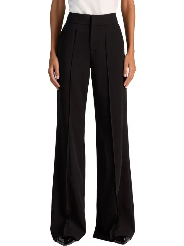Alice + Olivia Dylan Wide Leg Crepe Trousers - Black