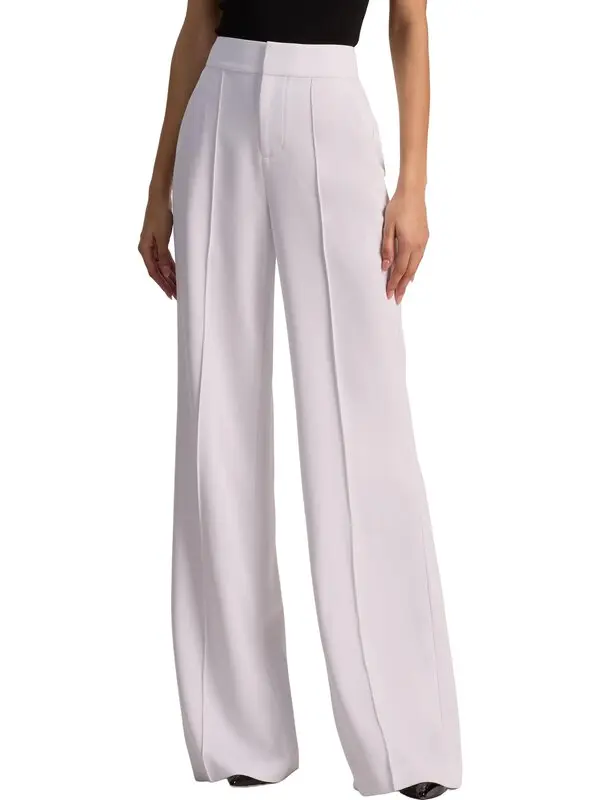 Alice + Olivia Dylan Wide Leg Crepe Trousers - White