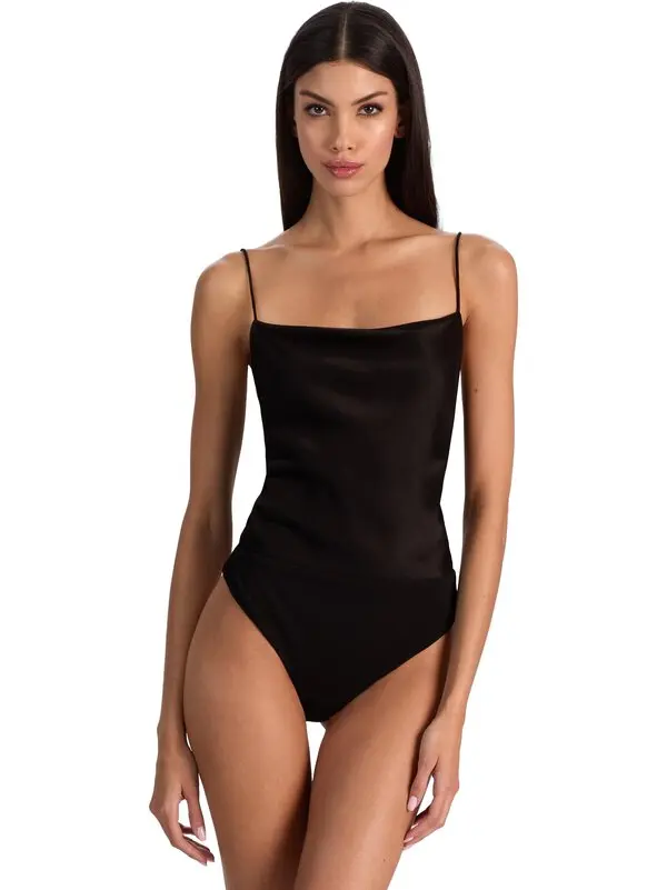 Alice + Olivia Harmon Bodysuit With Cowl Neck - Black