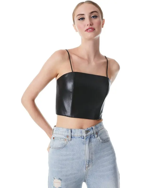 Alice + Olivia Pearle Vegan Bustier - Black
