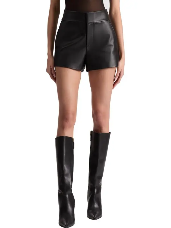 Alice + Olivia Cady Leather Short - Black