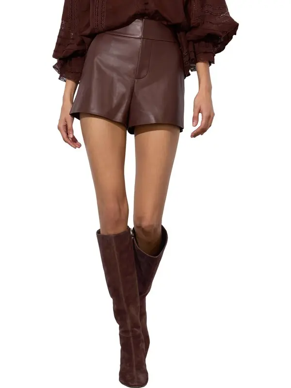 Alice + Olivia Cady Leather Short - Mocha