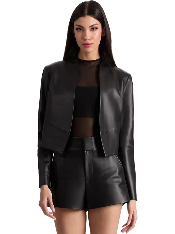 Alice + Olivia Harvey Leather Jacket - Black