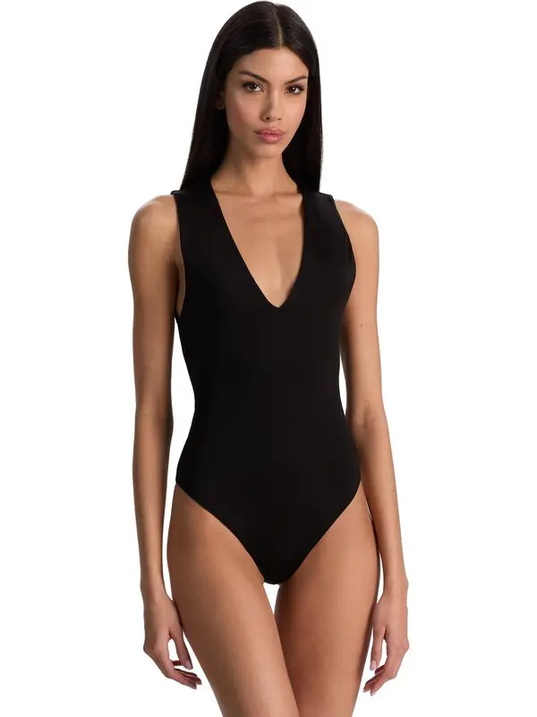 Alice + Olivia Olea V-neck Bodysuit - Black