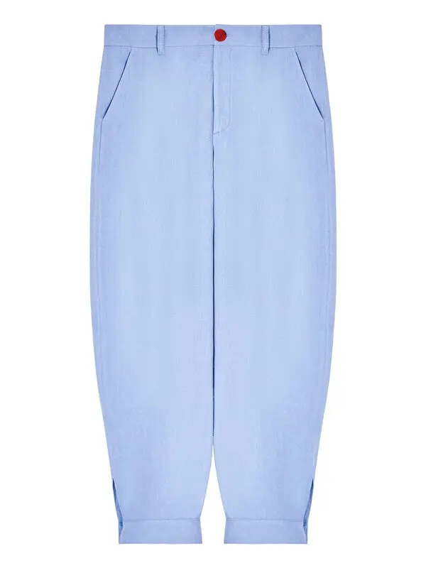 Giorgio Armani Wide-leg Hemp Trousers - Light Blue