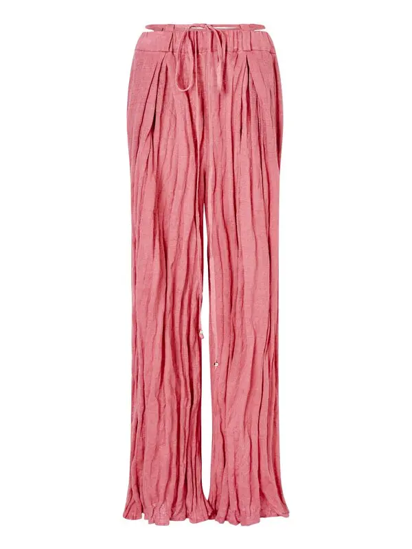Giorgio Armani Crushed-effect Linen Jersey Trousers - Pink