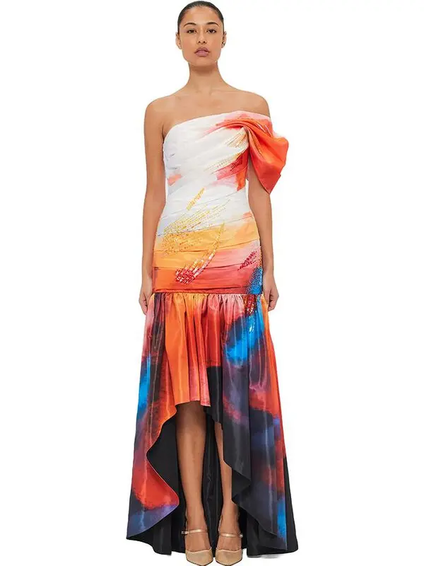 LEO LIN Elsa One Shoulder Gown - Reminiscence Print