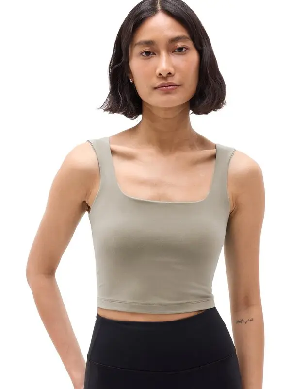 Athleta Transcend Square Neck Crop Sports Bra A-c - Willow