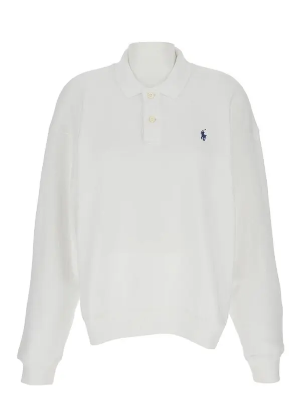 Polo Ralph Lauren Relaxed Fit Embroidered Logo Polo Sweater - White