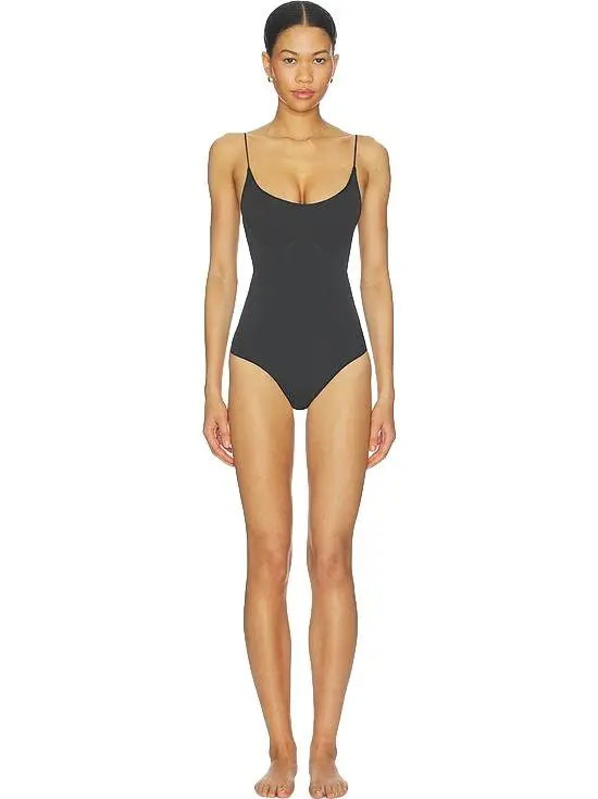 SKIMS Sheer Seamless Thong Bodysuit - Onyx