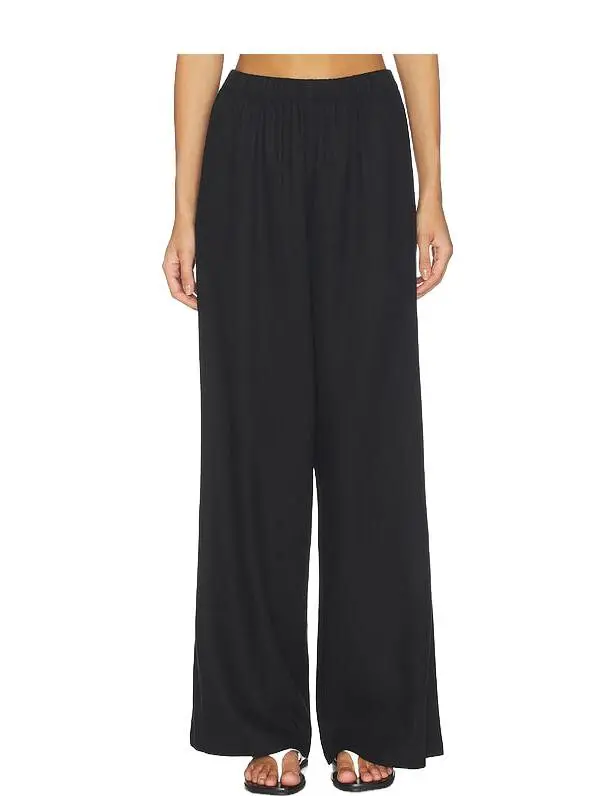 Paige Jude Wide Leg Linen Pants - Black