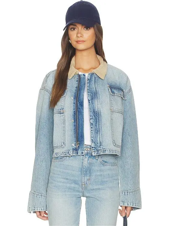 SLVRLAKE Cropped Worker Denim Jacket - East Meets West Blue
