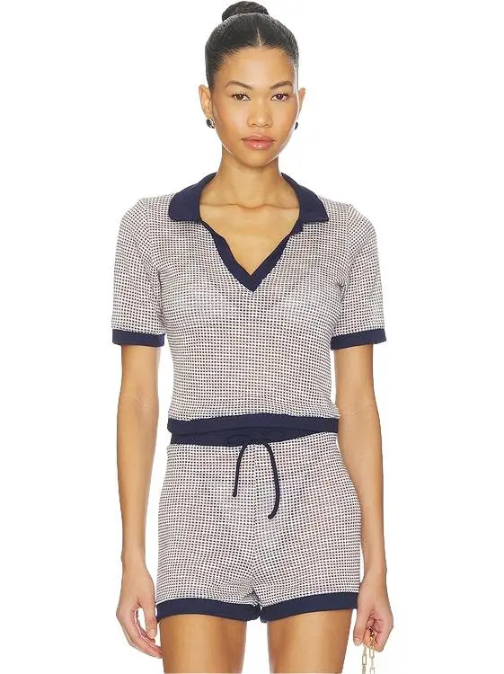 Peixoto Cropped Knit Top With Metallic Threading - Chateau Bleu