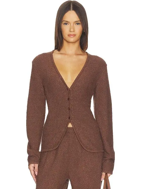 SRG Samita Textured Cardigan - Chocolate Brown