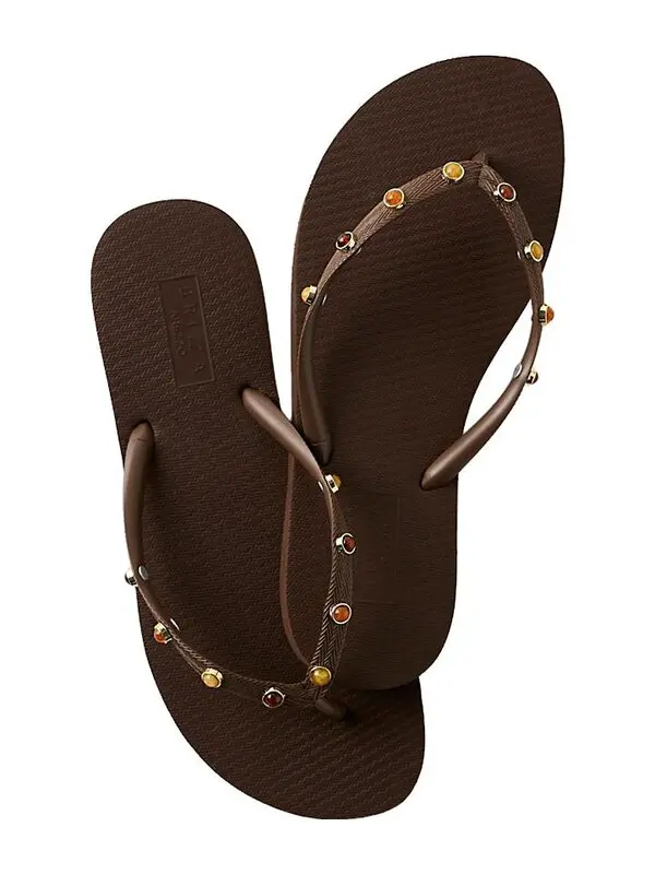 BRIZZA AREZZO Englewood Embellished Flip Flops - Brown
