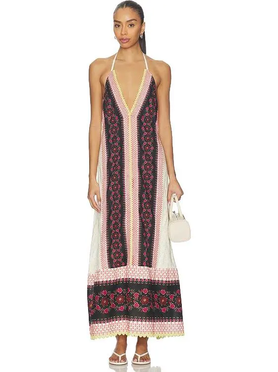 Free People Cubana Halterneck Maxi Dress - Ivory Combo