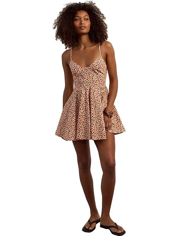 Free People Printed Mini Dress - Pearled Ivory Combo