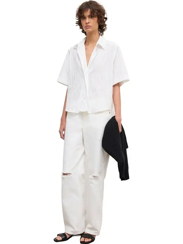HOUSE OF DAGMAR Striped Jacquard Cotton Shirt - White