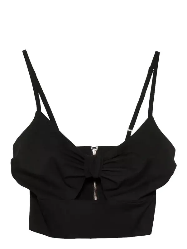 MITILIANE COUTURE Sweetheart Neck Cropped Top With Front Bow Detail - Black
