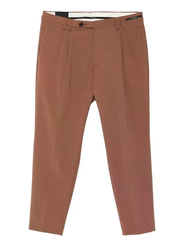 MICHAEL COAL Pleated Design Trousers - Brown