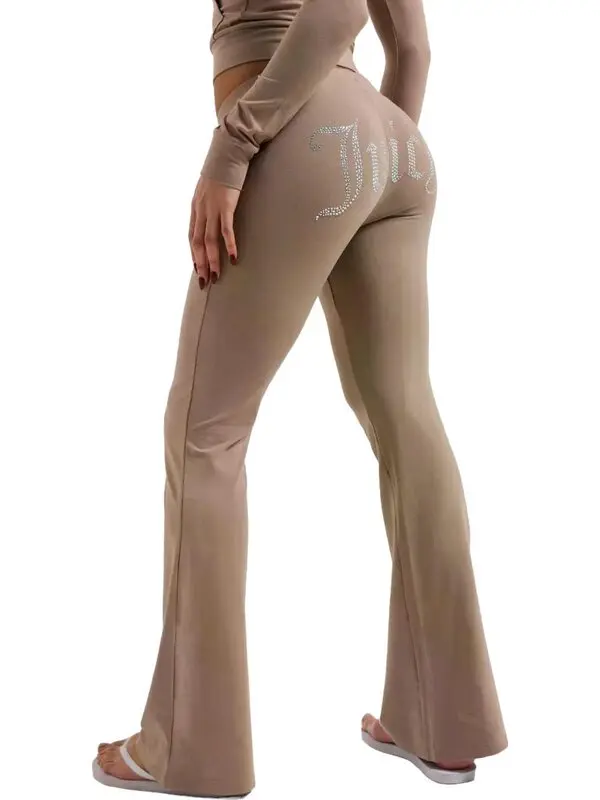 Juicy Couture Beige Diamanté Logo Flared Trousers - Neutrals