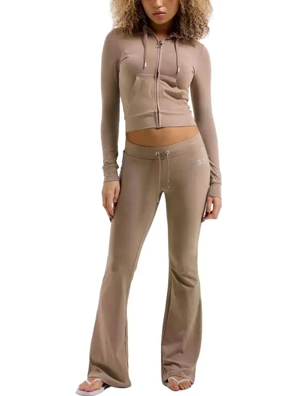 Juicy Couture Diamanté Logo Zip-through Hoodie - Brown
