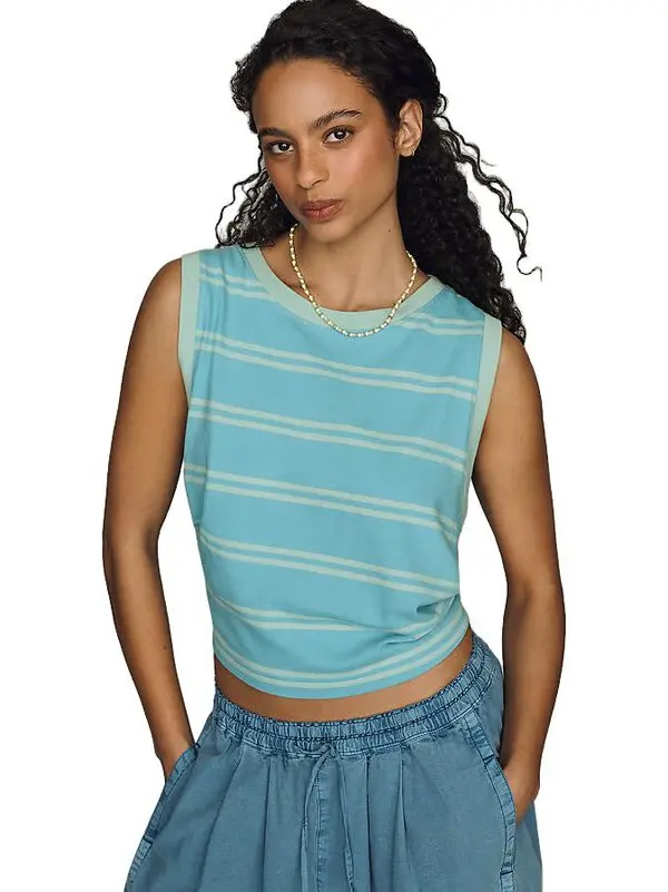DAILY PRACTICE Crew Tank Top - Blue Pattern