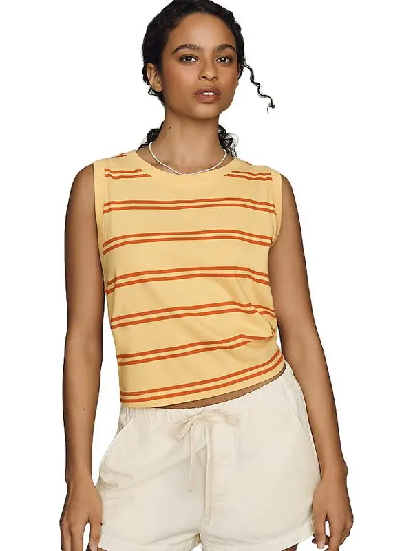 DAILY PRACTICE Crew Tank Top - Orange Pattern