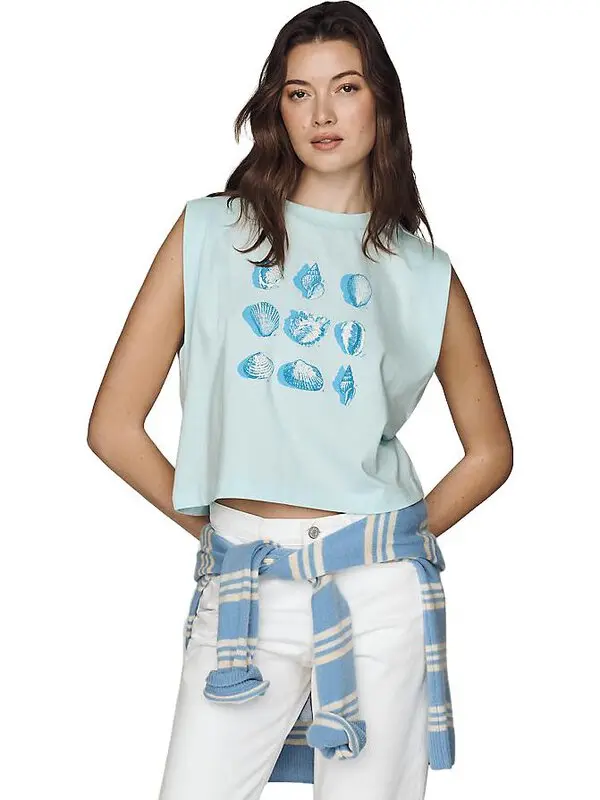 Maeve Shells Muscle Tee - Blue Pattern