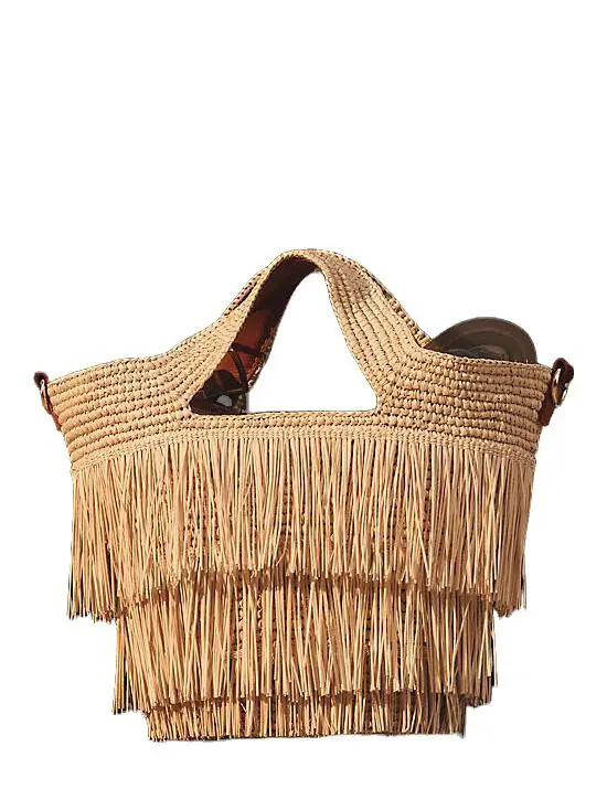 SENSI STUDIO Fringe Oval Bag - Natural