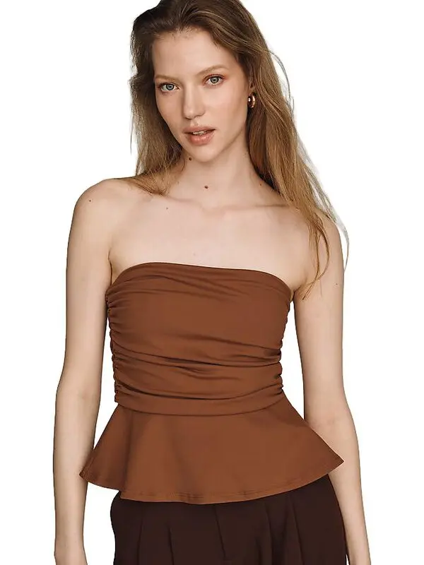 Susana Monaco Flared Tube Top - Brown