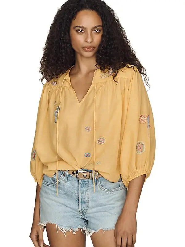 MOTHER Breeze Yoke Blouse - Golden Apricot