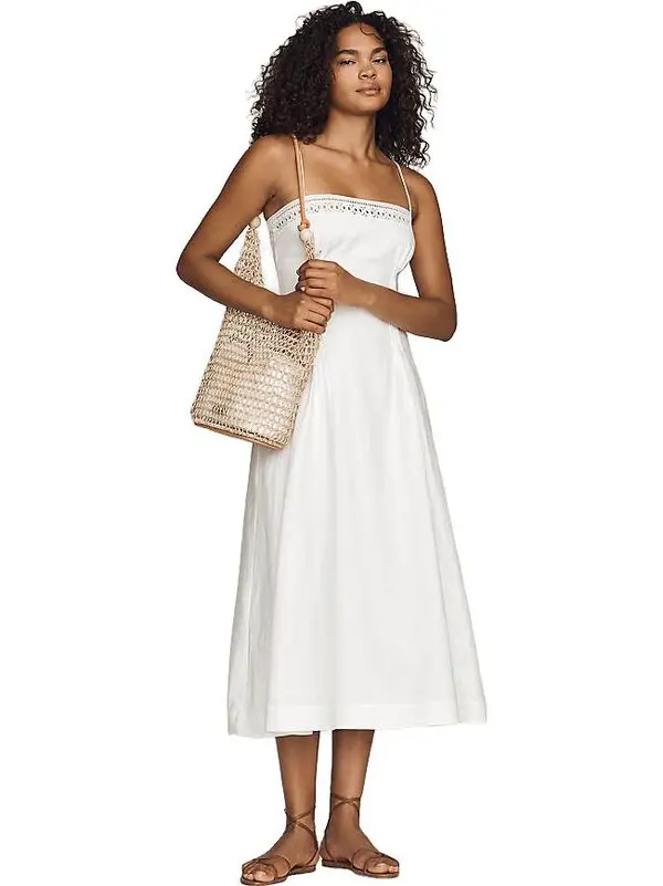 REFORMATION Pomona Linen Midi Dress - White