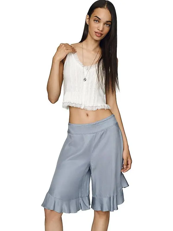 Anthropologie Silken Longline Skirty Shorts - Misty Blue
