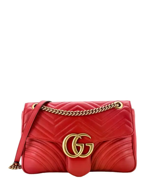 Gucci Matelassé Leather Shoulder Bag - Red