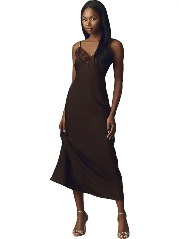 Bardot Bonita Lace-trim Maxi Dress - Chocolate