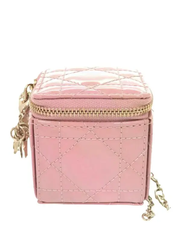 Dior Micro Patent Cannage Lady Cube Pouch - Pink