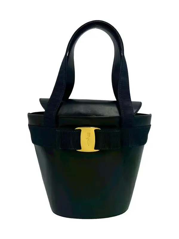 FERRAGAMO Vara Bow Top Handle Bucket Bag - Blue
