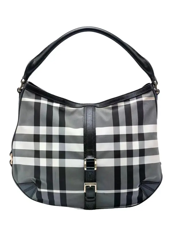 Burberry Check Nylon Grafton Hobo Bag - Grey