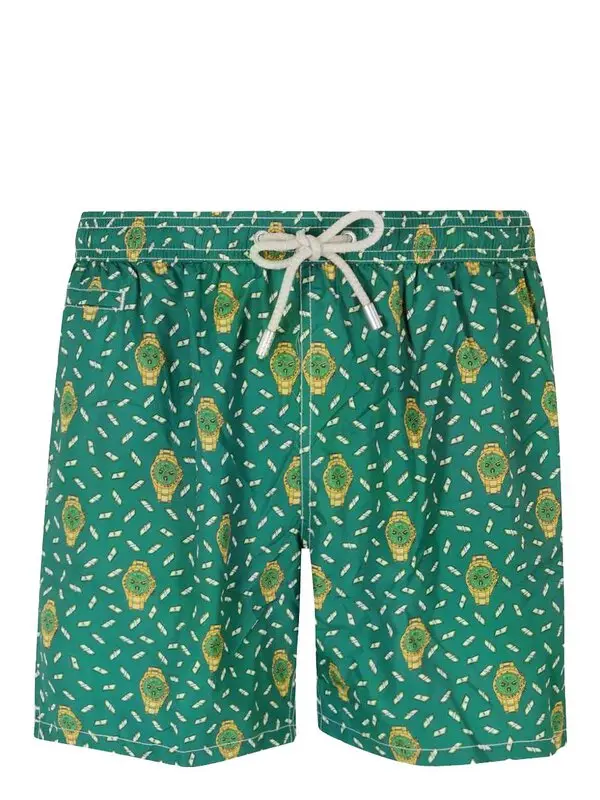 MC2 SAINT BARTH Micro Watch Print Swim Shorts - Green