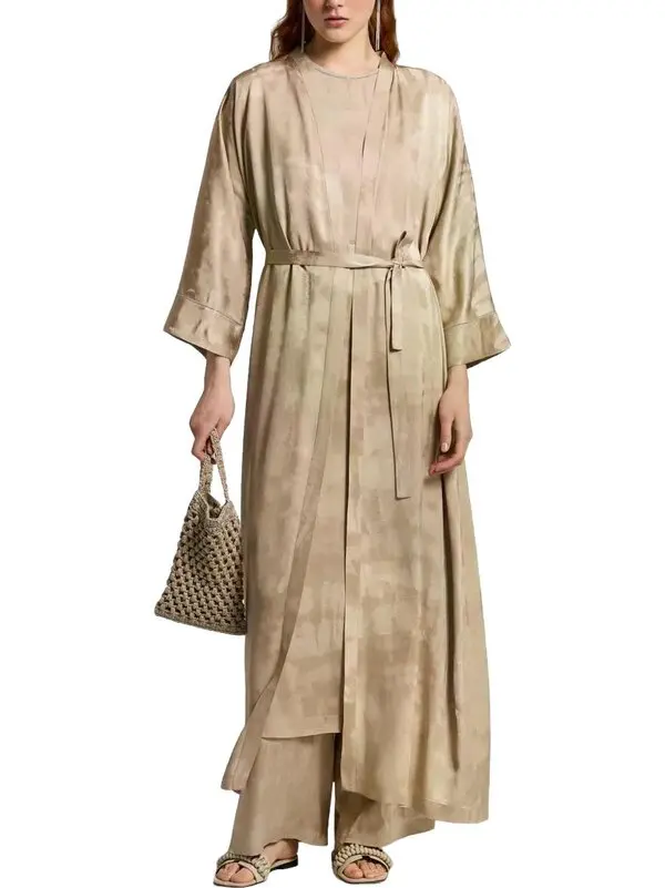 Peserico Belted Tie-dye Maxi Dress - Brown