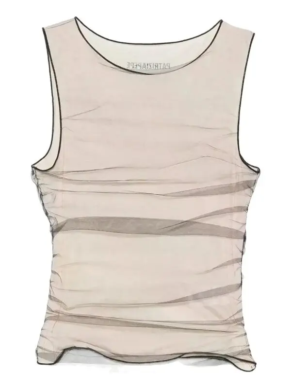 Patrizia Pepe Ruched Mesh Tank Top - Neutrals