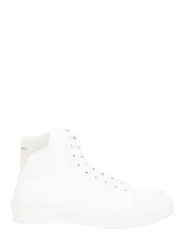Alexander McQueen High-top Sneakers In Leather And Textile Fibers - White