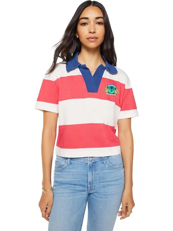MOTHER The S/s Match" Striped Cotton Shirt - Red