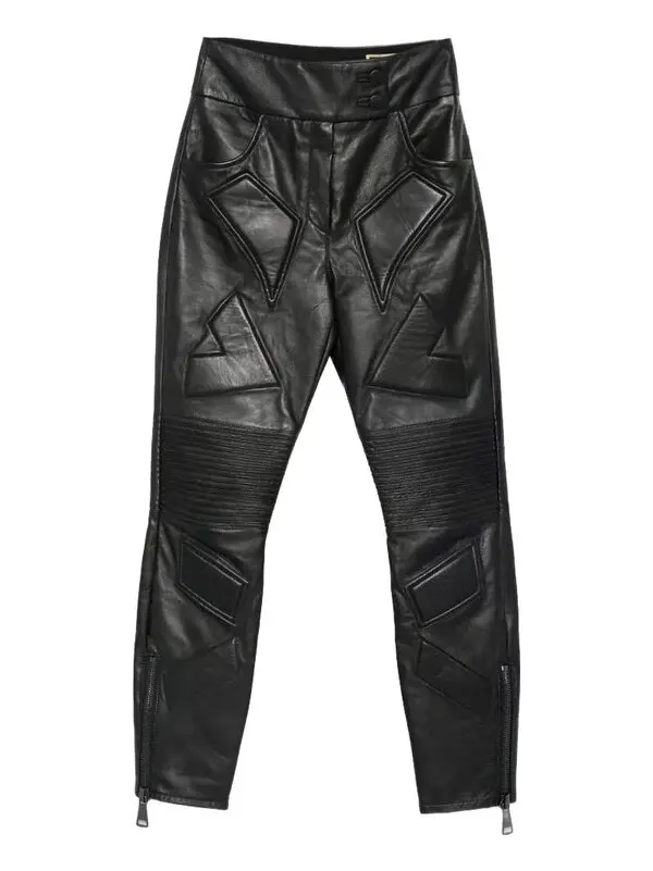 MITILIANE COUTURE Panelled Leather Trousers - Black