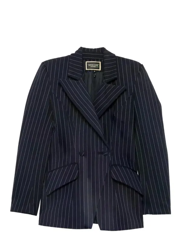 MITILIANE COUTURE Double-breasted Pinstripe Blazer - Blue