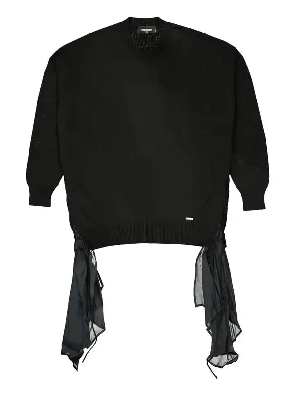 Dsquared2 Cotton Lace-up Draped-insert Sweater - Black