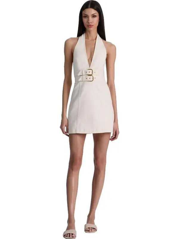 Alice + Olivia Solana Halter Mini Dress - White