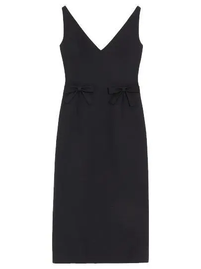 Valentino Garavani Crepe Couture Midi Dress With Bow Detail - Black