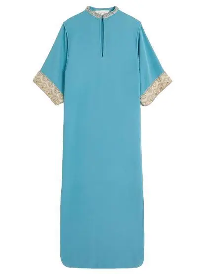 Valentino Garavani Cady Couture Kaftan Dress With Embroidered Trim - Blue